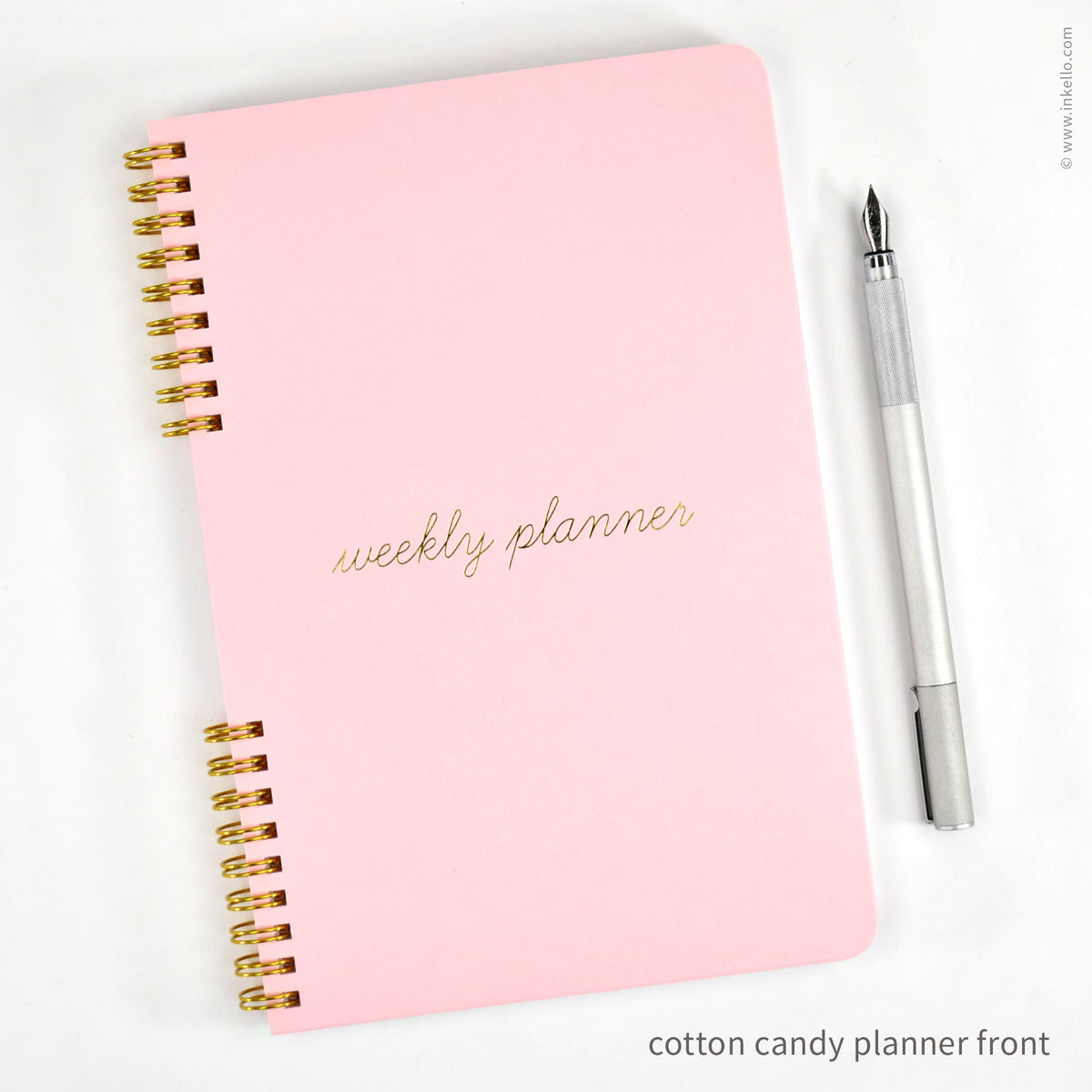 Weekly Planner with Cotton Candy Cover and School Cursive in Gold Foil ...