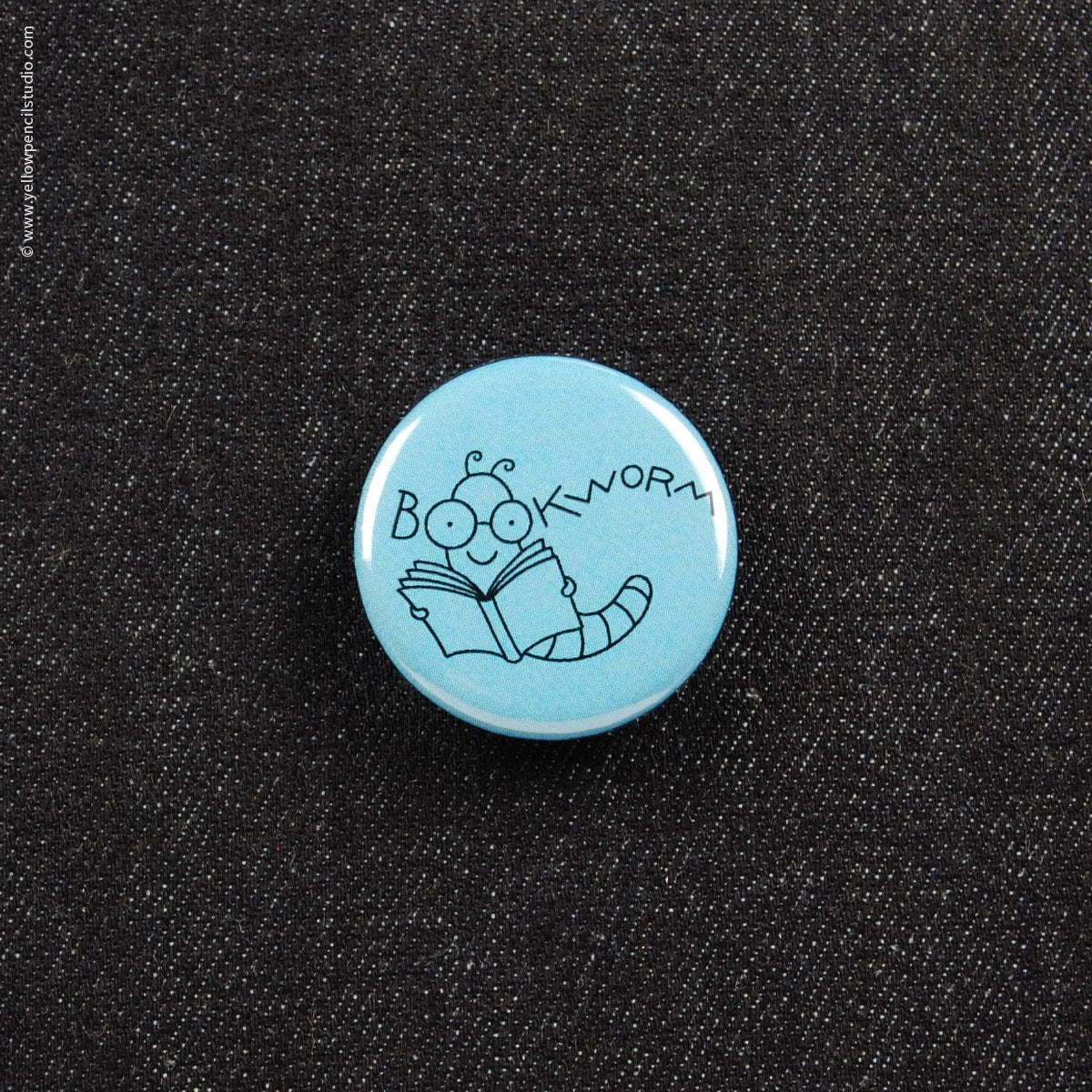 Bookworm Button (#6006) — Inkello Letterpress